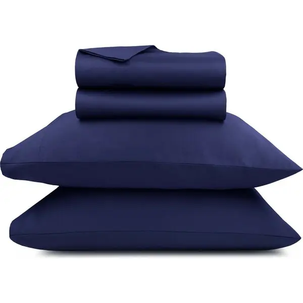 CALIFORNIA DESIGN DEN Grand Indulgence 1000 Thread Count 100% Cotton Sateen Sheet Set - Navy Blue