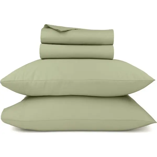 CALIFORNIA DESIGN DEN Grand Indulgence 1000 Thread Count 100% Cotton Sateen Sheet Set - Sage Green