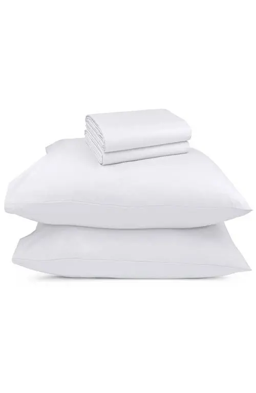 CALIFORNIA DESIGN DEN Signature Comfort 100% Egyptian Cotton Breatheable Percale Sheet Set - Bright White