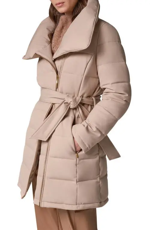 Donna Karan New York Water-resistant Belted Puffer Coat - Barley