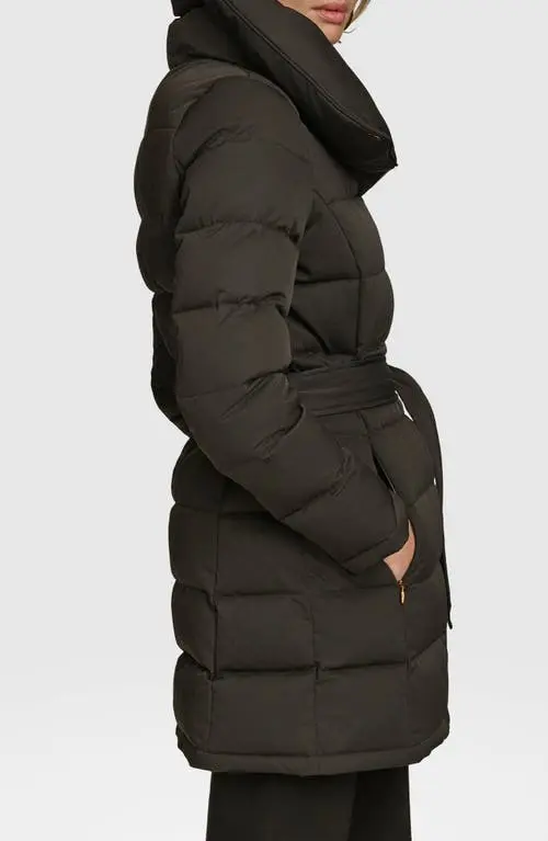 Donna Karan New York Water-resistant Belted Puffer Coat