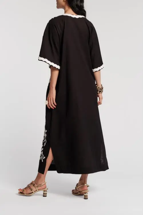 FRANCES VALENTINE Embroidered Caftan - Black/multi