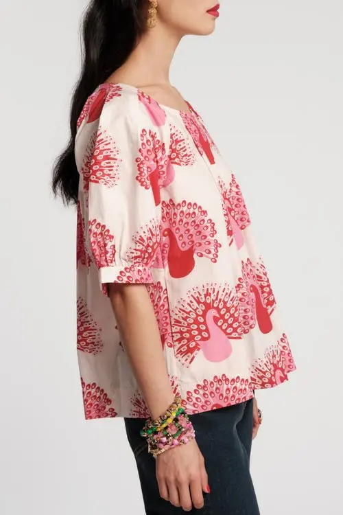 FRANCES VALENTINE Zonda Peacock Top - Oyster/multi