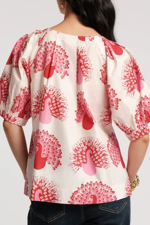FRANCES VALENTINE Zonda Peacock Top - Oyster/multi