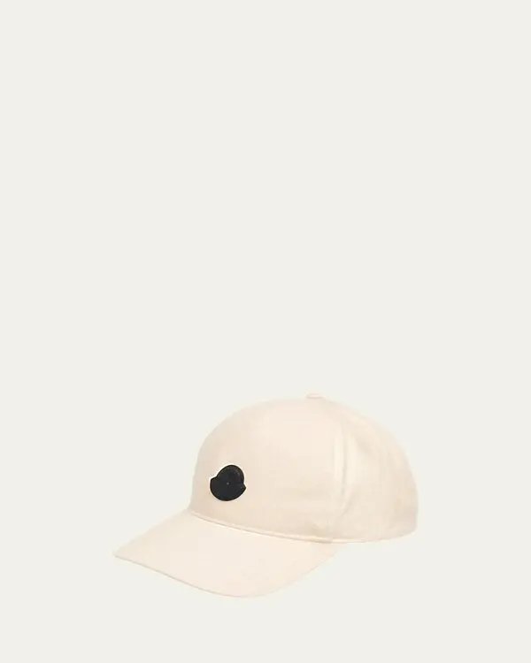 Moncler Logo Emblem Cotton Baseball Cap - Light Grey