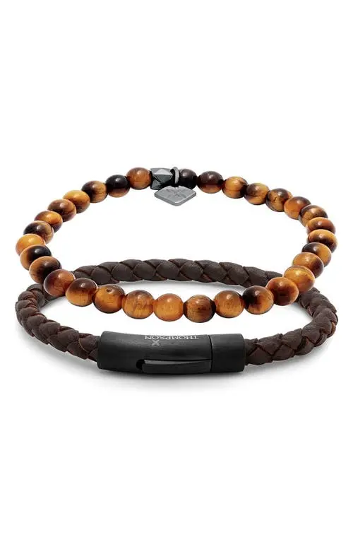 Tateossian Thompson Stone Bead Bracelet - Black/tiger Eye