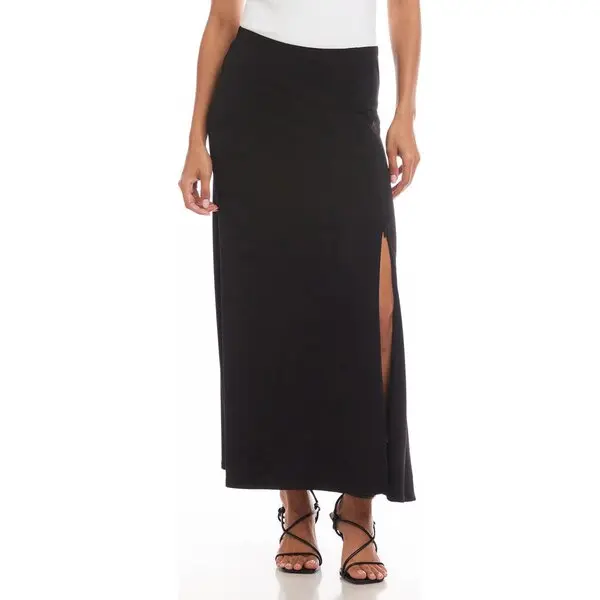 Karen Kane Travel Jersey Adjustable Zip Maxi Skirt - Black