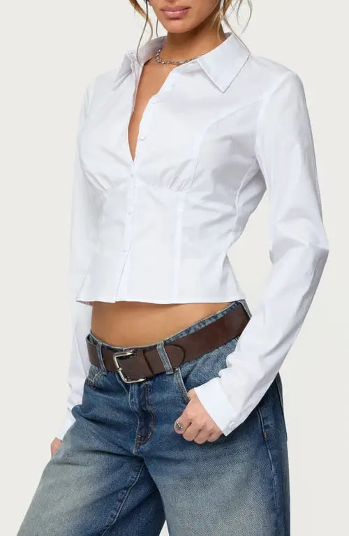 EDIKTED Cotton Poplin Button-up Shirt - White
