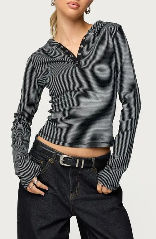 EDIKTED Striped Hooded Henley