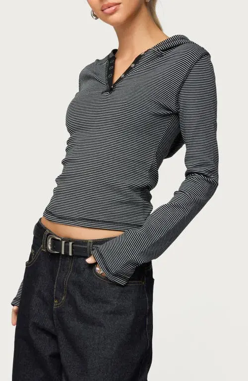 EDIKTED Striped Hooded Henley