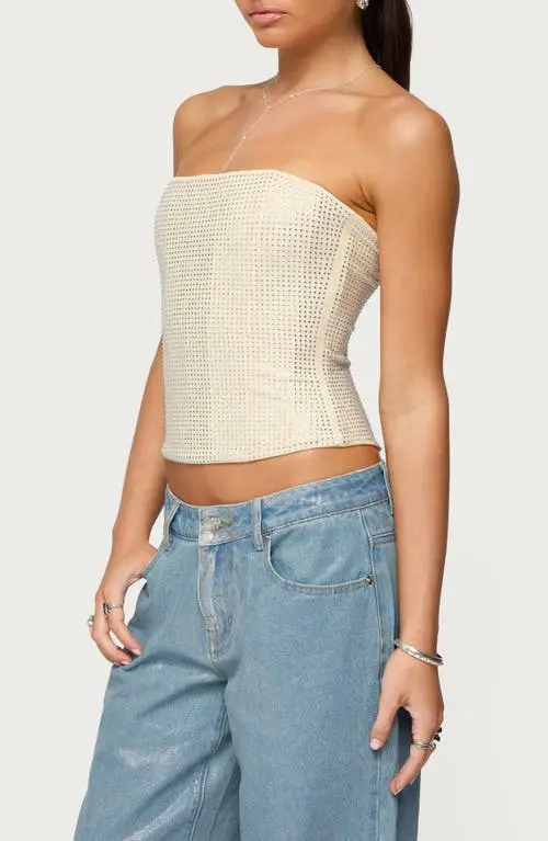 EDIKTED Rhinestone Strapless Corset Top