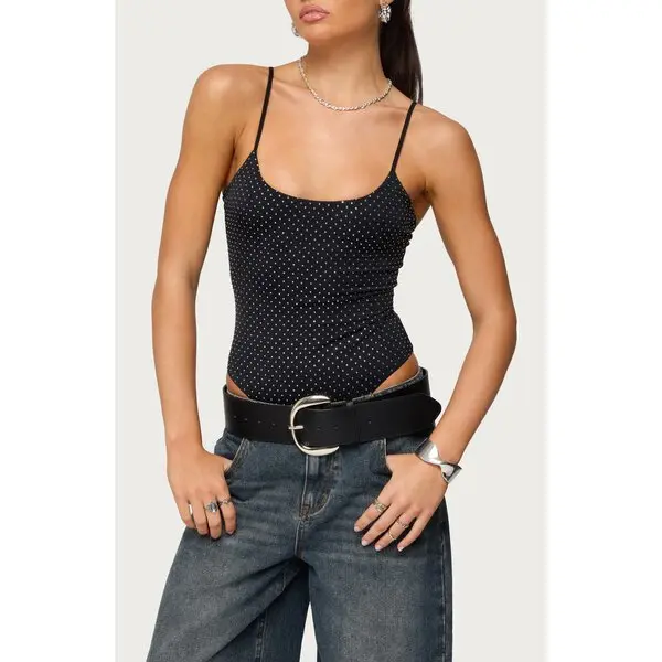 EDIKTED Rhinestone Bodysuit