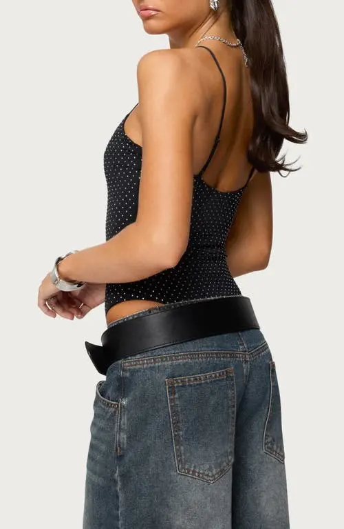 EDIKTED Rhinestone Bodysuit