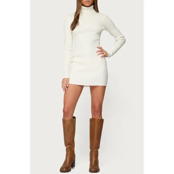 EDIKTED Ribbed Turtleneck Minidress