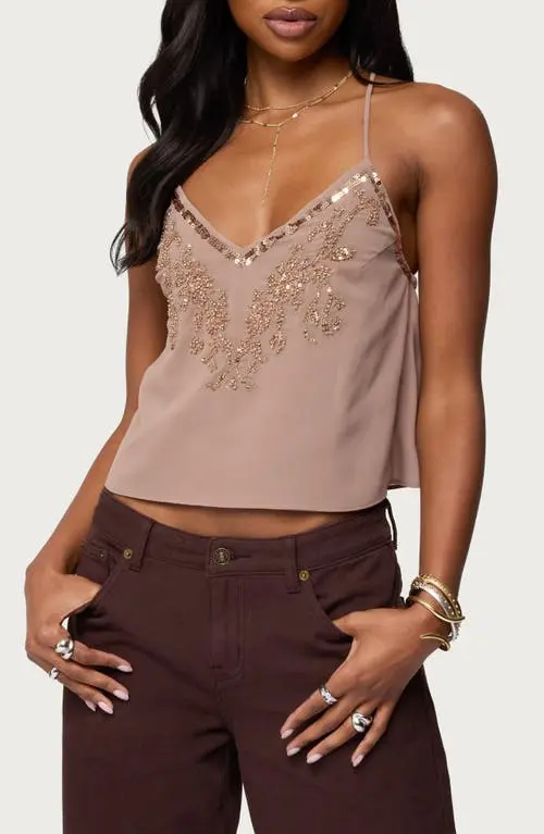 EDIKTED Sequin Beaded Camisole