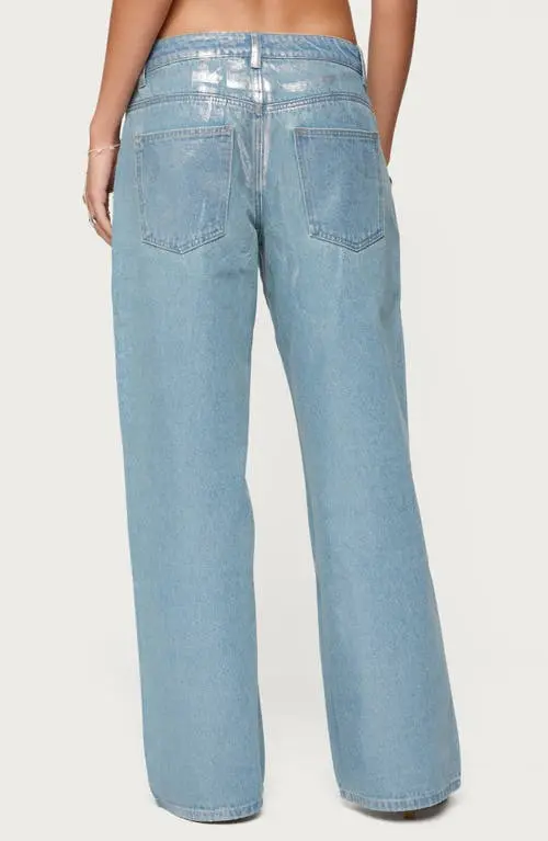 EDIKTED Shiny Wide Leg Jeans