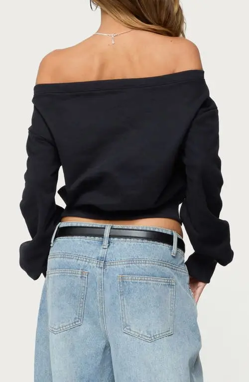 EDIKTED Cotton Blend Off-the-shoulder Sweatshirt - Black