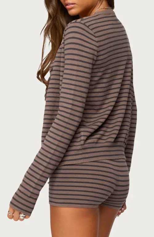 EDIKTED Lillian Stripe Cardigan - Brown