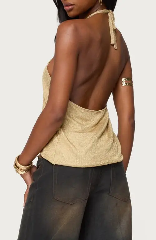 EDIKTED Metallic Halter Top - Gold