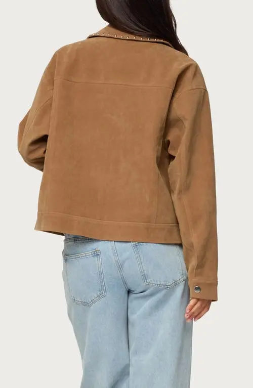 EDIKTED Memphis Studded Faux Suede Jacket - Tan