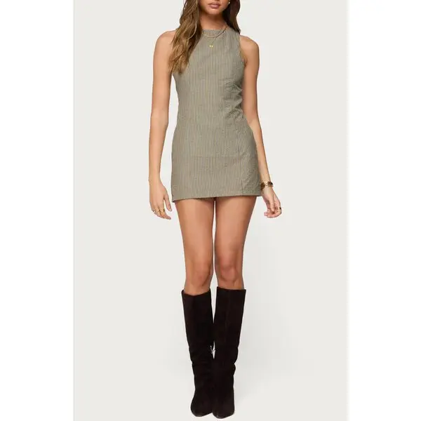 EDIKTED Macee Stripe Sleeveless Romper - Olive