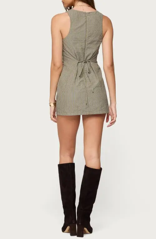 EDIKTED Macee Stripe Sleeveless Romper - Olive
