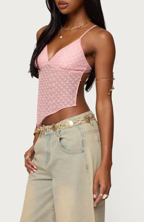 EDIKTED Beaded Asymmetric Mesh Top