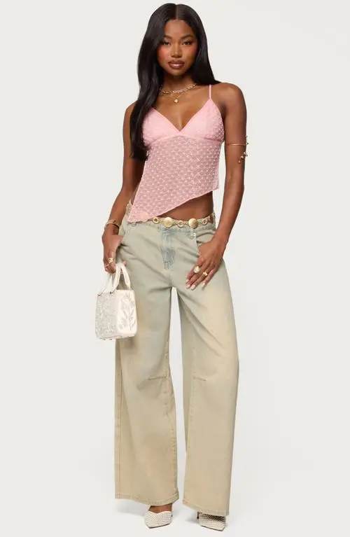 EDIKTED Beaded Asymmetric Mesh Top
