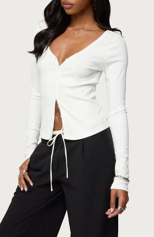 EDIKTED Fitted V-neck Cardigan - White