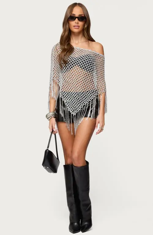 EDIKTED Metallic Fringe Poncho