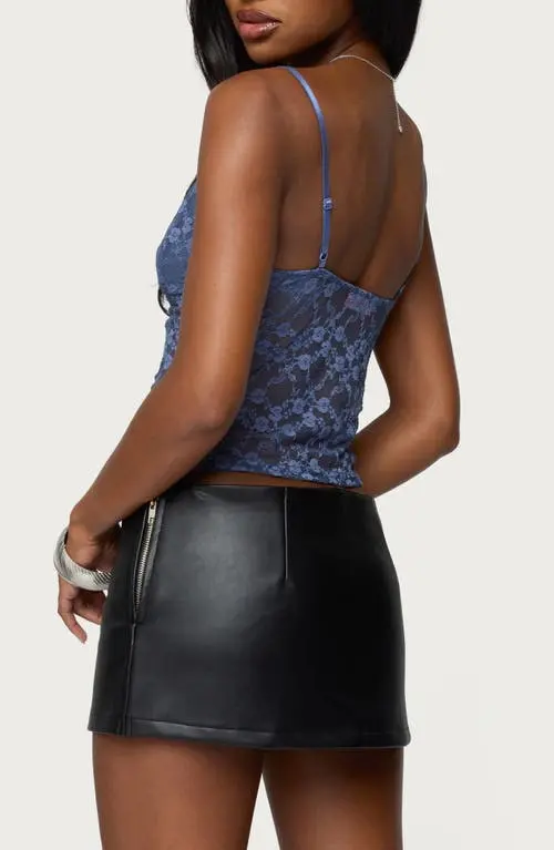 EDIKTED Cutout Sheer Lace Camisole - Blue