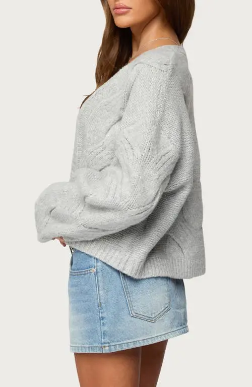 EDIKTED Braiden Chunky Cable Stitch Cardigan - Light-grey-melange