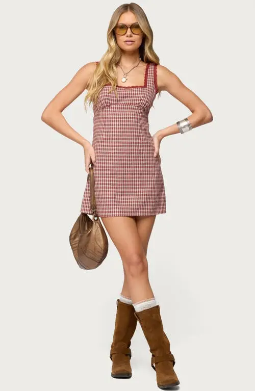 EDIKTED Clarren Gingham Mini Dress