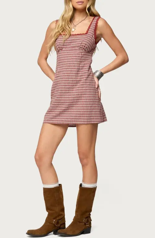 EDIKTED Clarren Gingham Mini Dress - Red