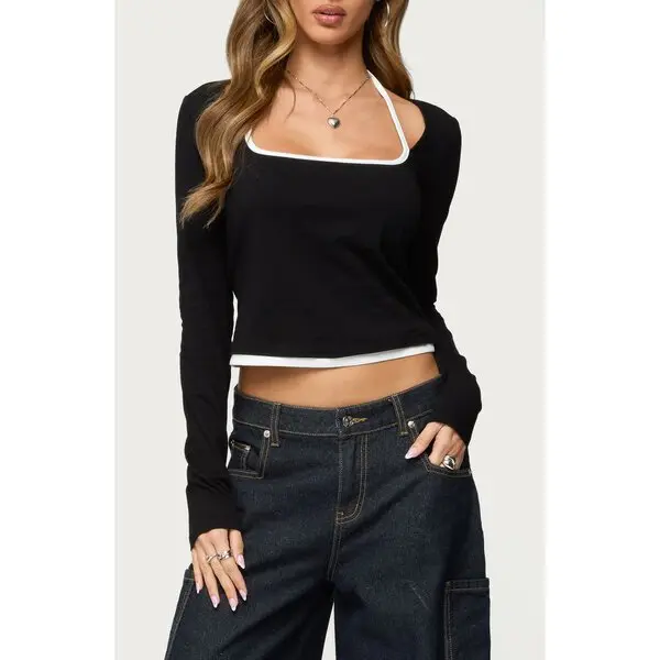 EDIKTED Contrast Detail Layered Top