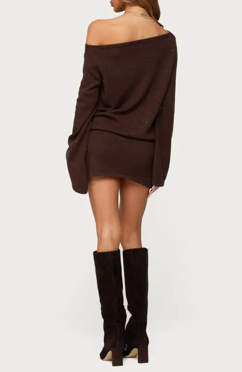 EDIKTED Off-the-shoulder Long-sleeve Sweater Dress