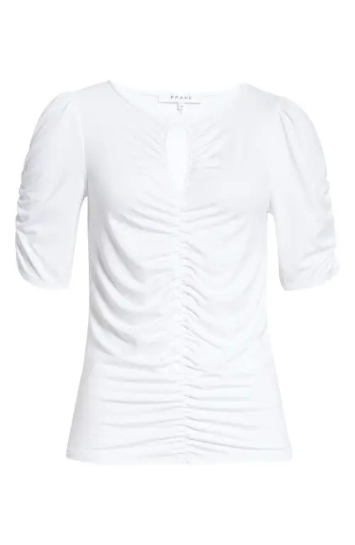 FRAME Shirred Keyhole Neck T-shirt