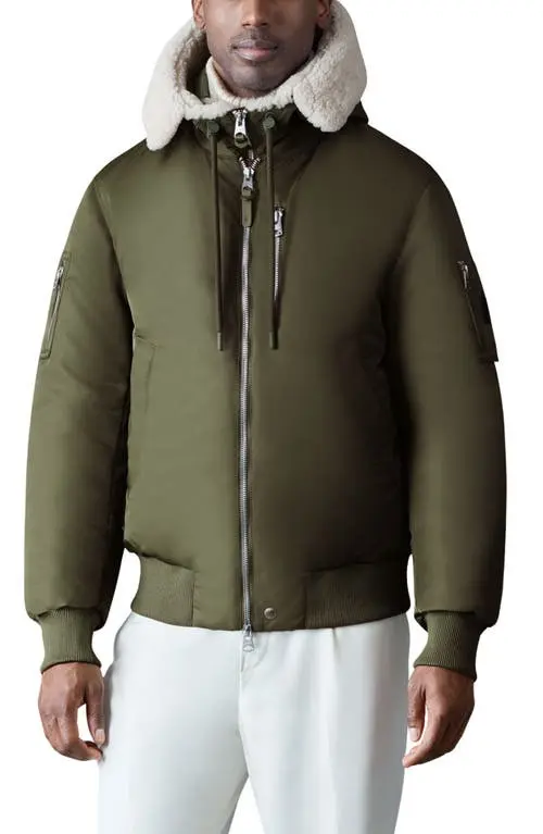 Mackage Shearling Trim Down Bomber Jacket