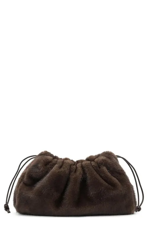 Mango Faux Fur Drawstring Clutch