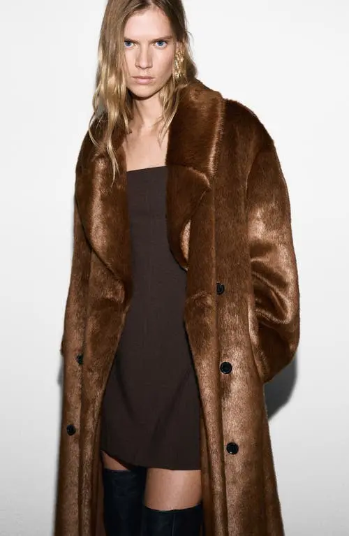 Mango Faux Fur Belted Coat