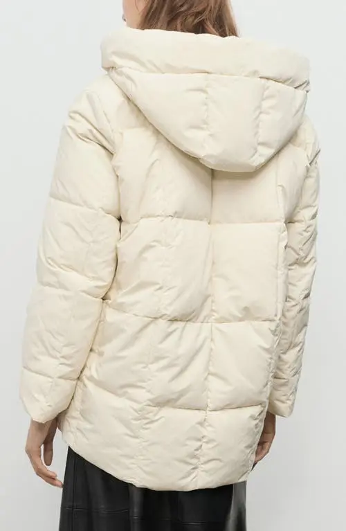 Mango Quilted Hooded Puffer Coat - Vanilla