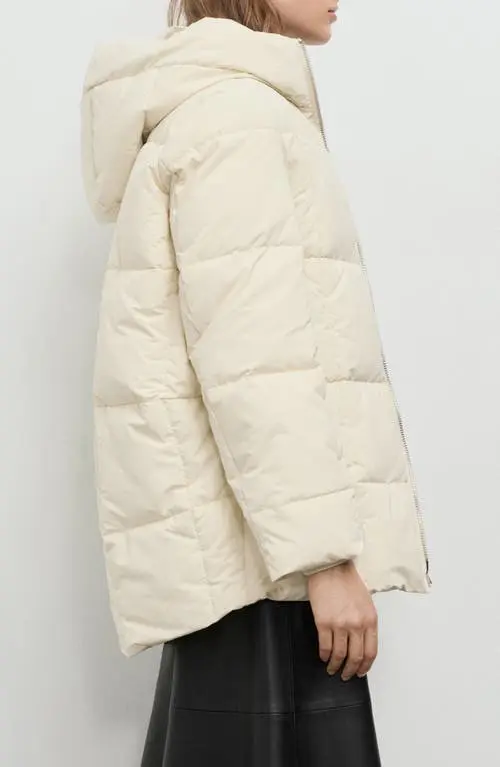 Mango Quilted Hooded Puffer Coat - Vanilla
