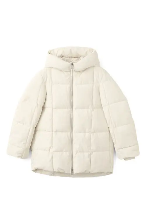 Mango Quilted Hooded Puffer Coat - Vanilla