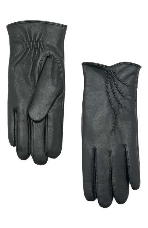 Mango Faux Fur Lined Leather Gloves - Black