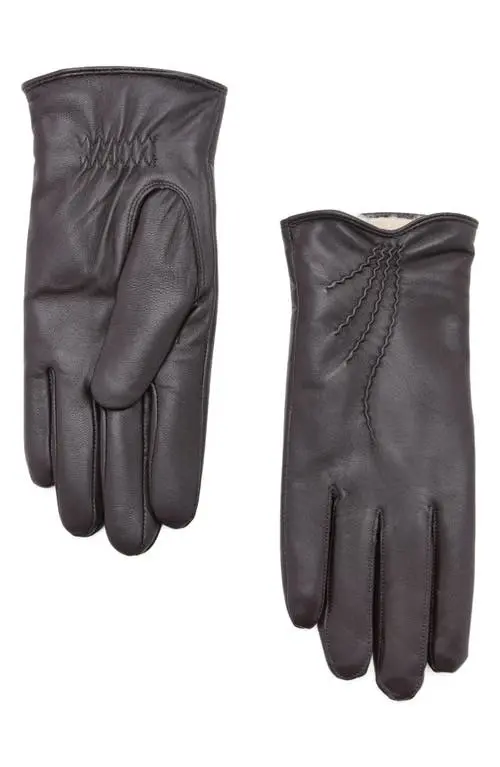 Mango Faux-fur Lined Leather Gloves - Chocolate