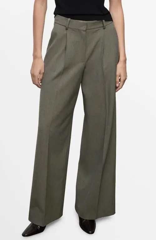 Mango Pleated Straight Fit Pants - Pastel Green