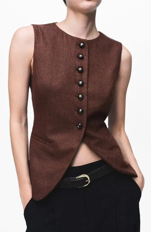 Mango Button-front Wool-blend Vest