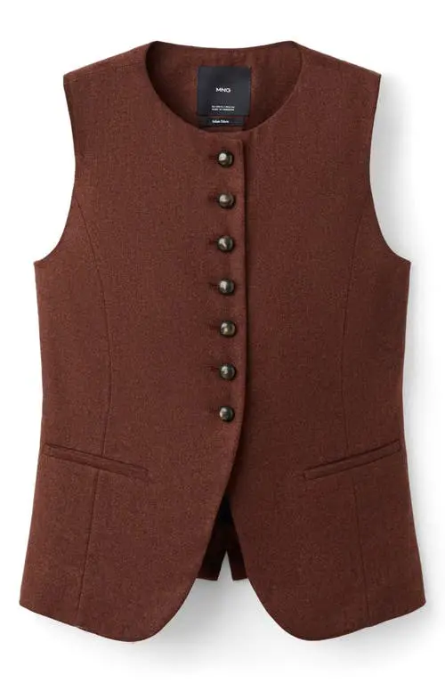 Mango Button-front Wool-blend Vest