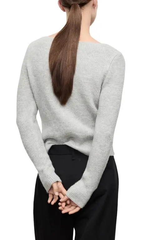 Mango Boat Neck Ribbed Sweater - Grey