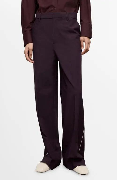 Mango Side Stripe Pants - Maroon
